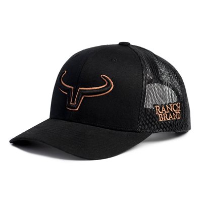 Ranch Brand Rancher Cap - Black with Black & Copper Logo